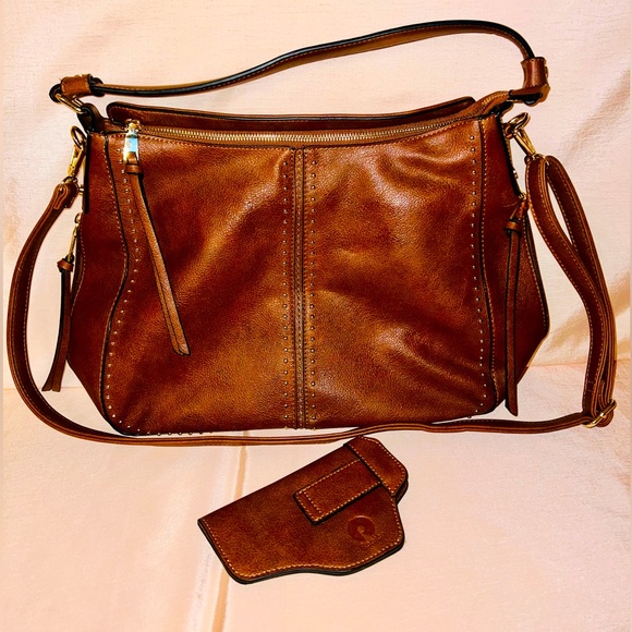 REALER | Bags | Realer Concealed Carry Faux Leather Purse Brown | Poshmark